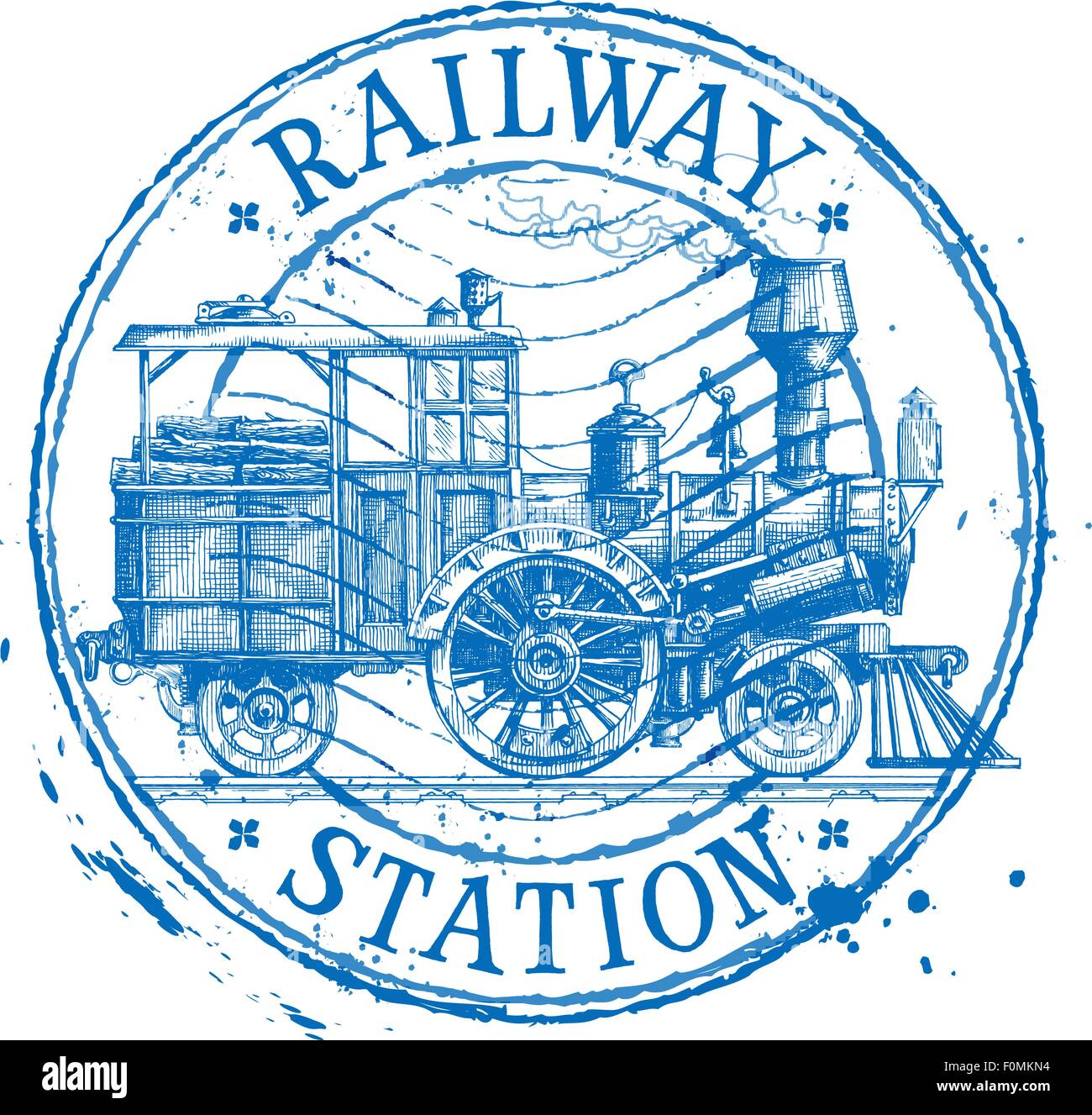 Steam train vector logo design template. Shabby stamp or locomotive ...