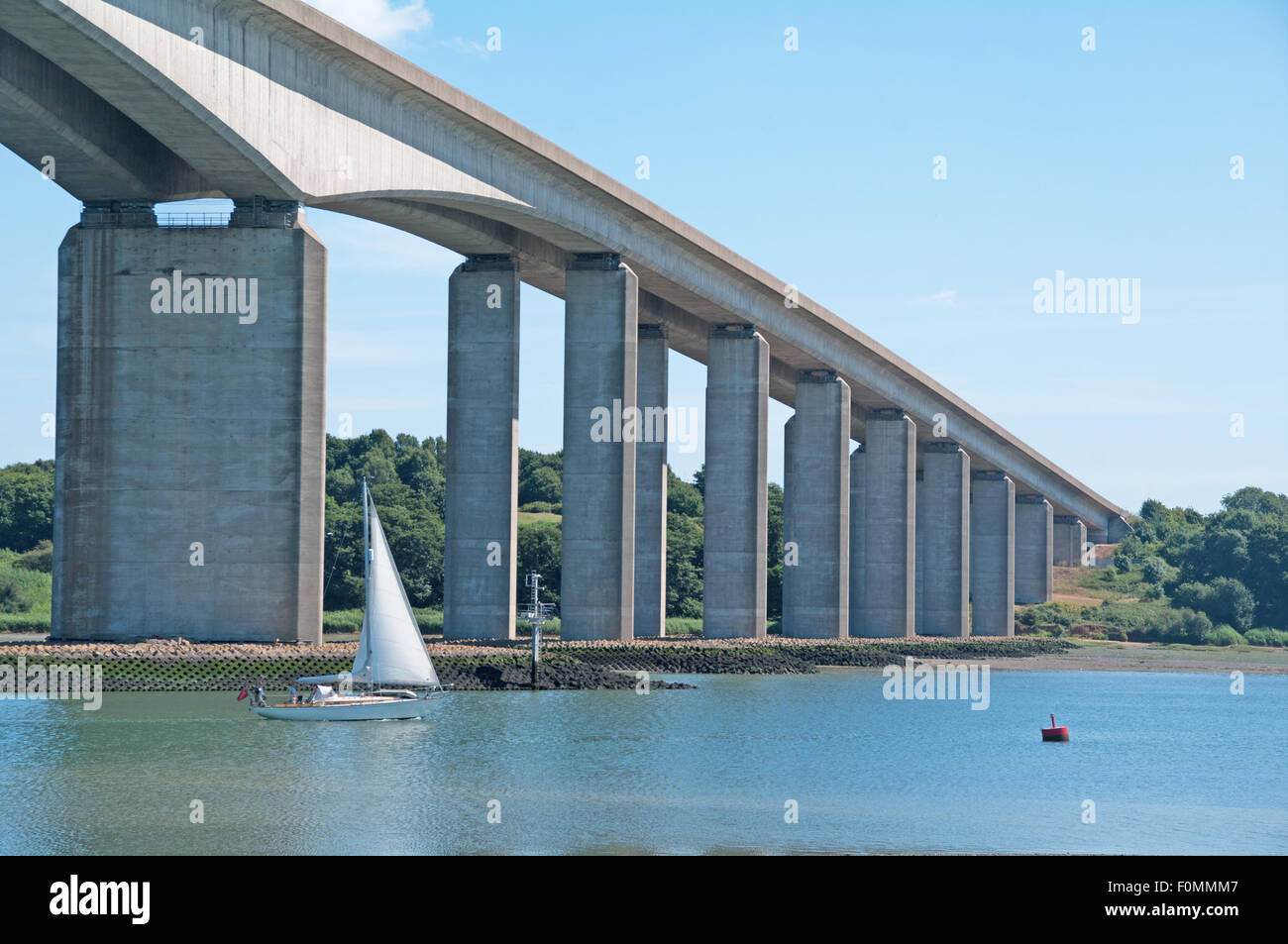 Orwell Bridge and Yacht Ipswich Suffolk Orwell River Stock Photo - Alamy
