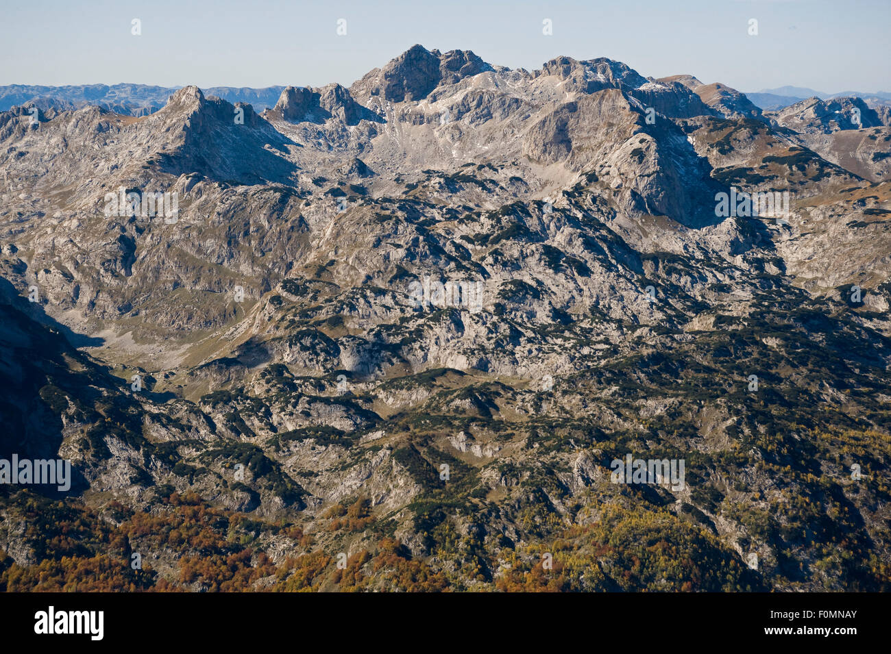 Aerial view of Durmitor Mountains, Durmitor NP, Montenegro, October ...