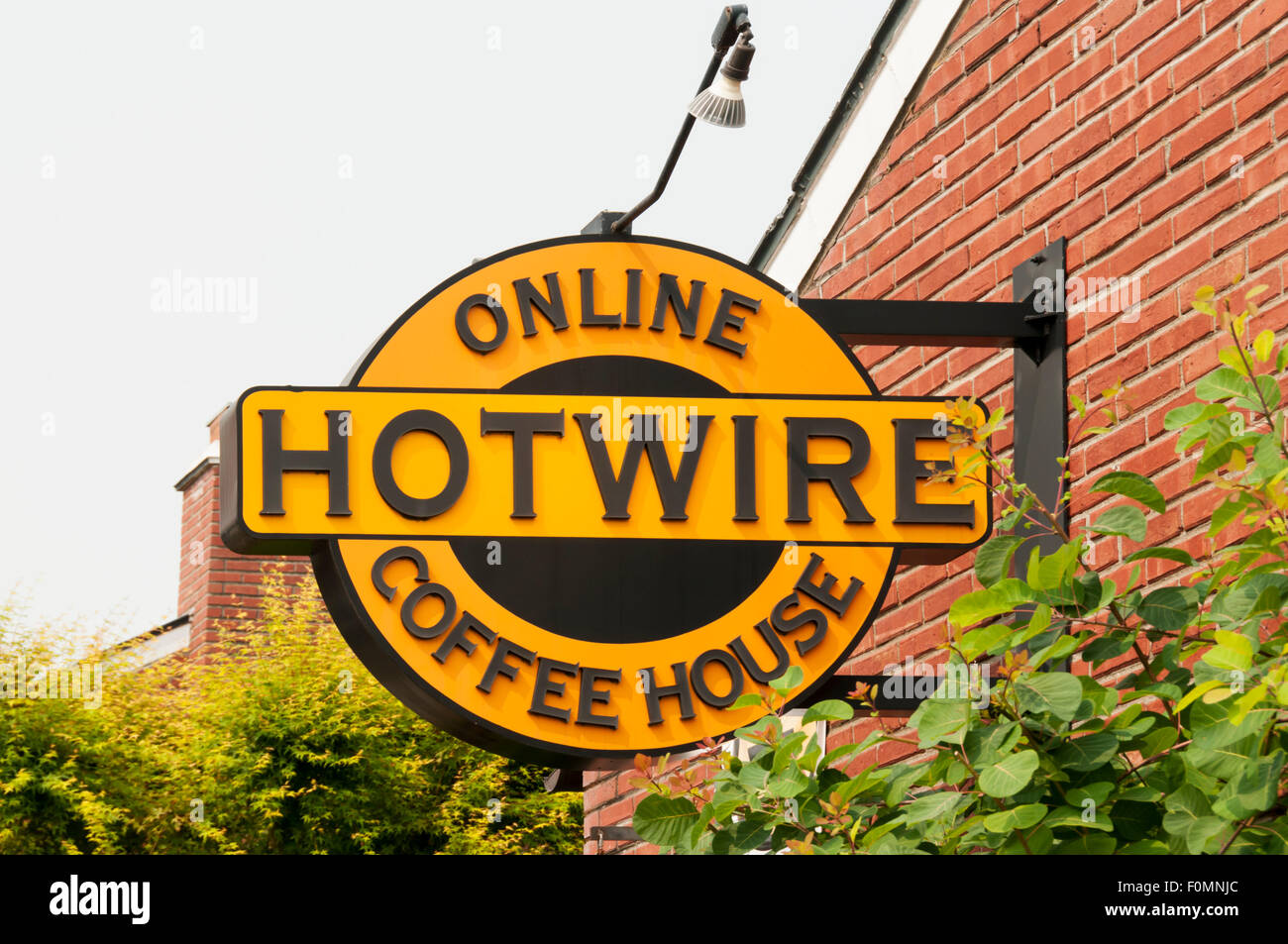 Sign for the Hotwire Online Coffee House in West Seattle Stock Photo ...