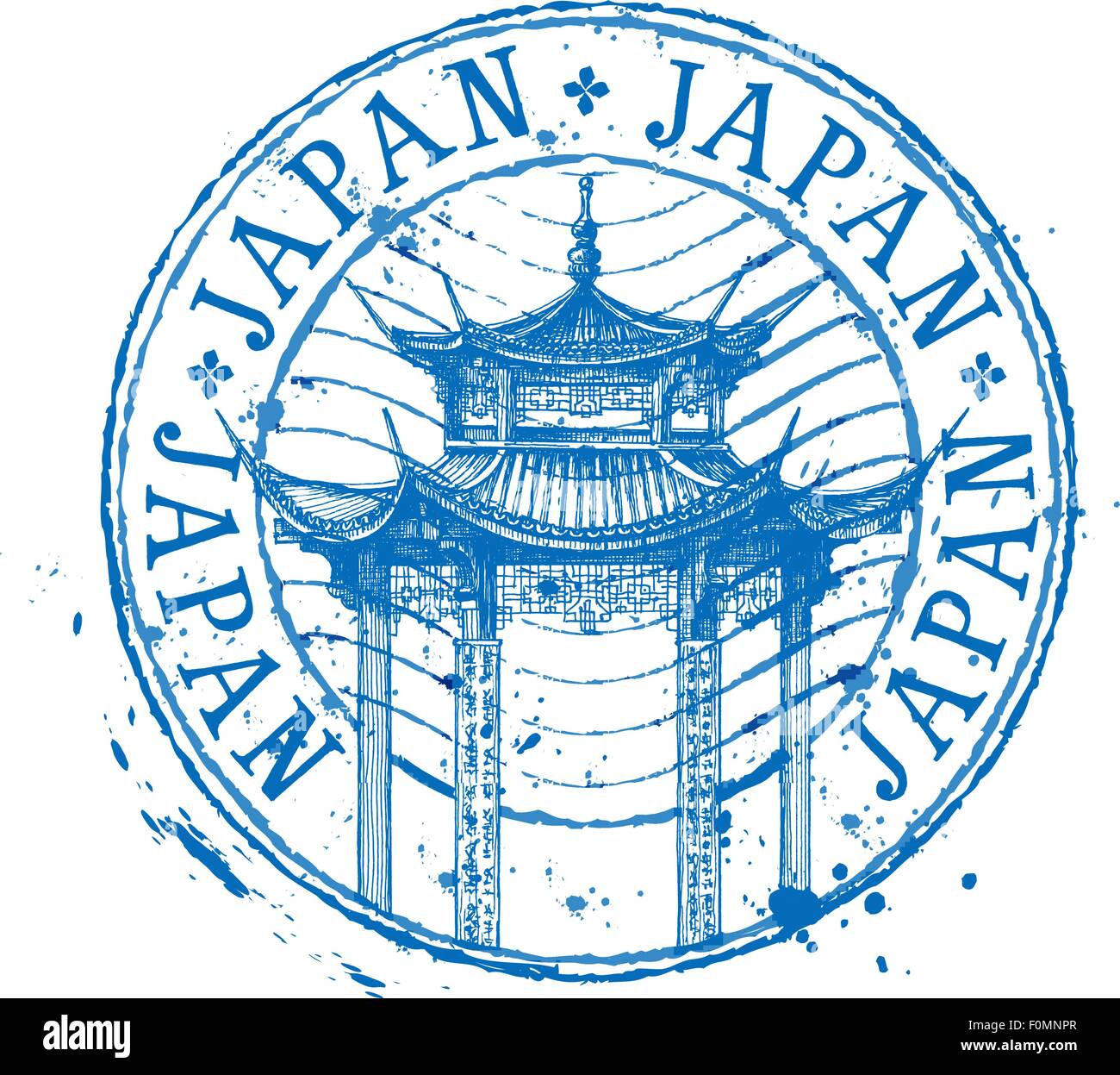 Japan vector logo design template. temple drawn in a simple sketch ...
