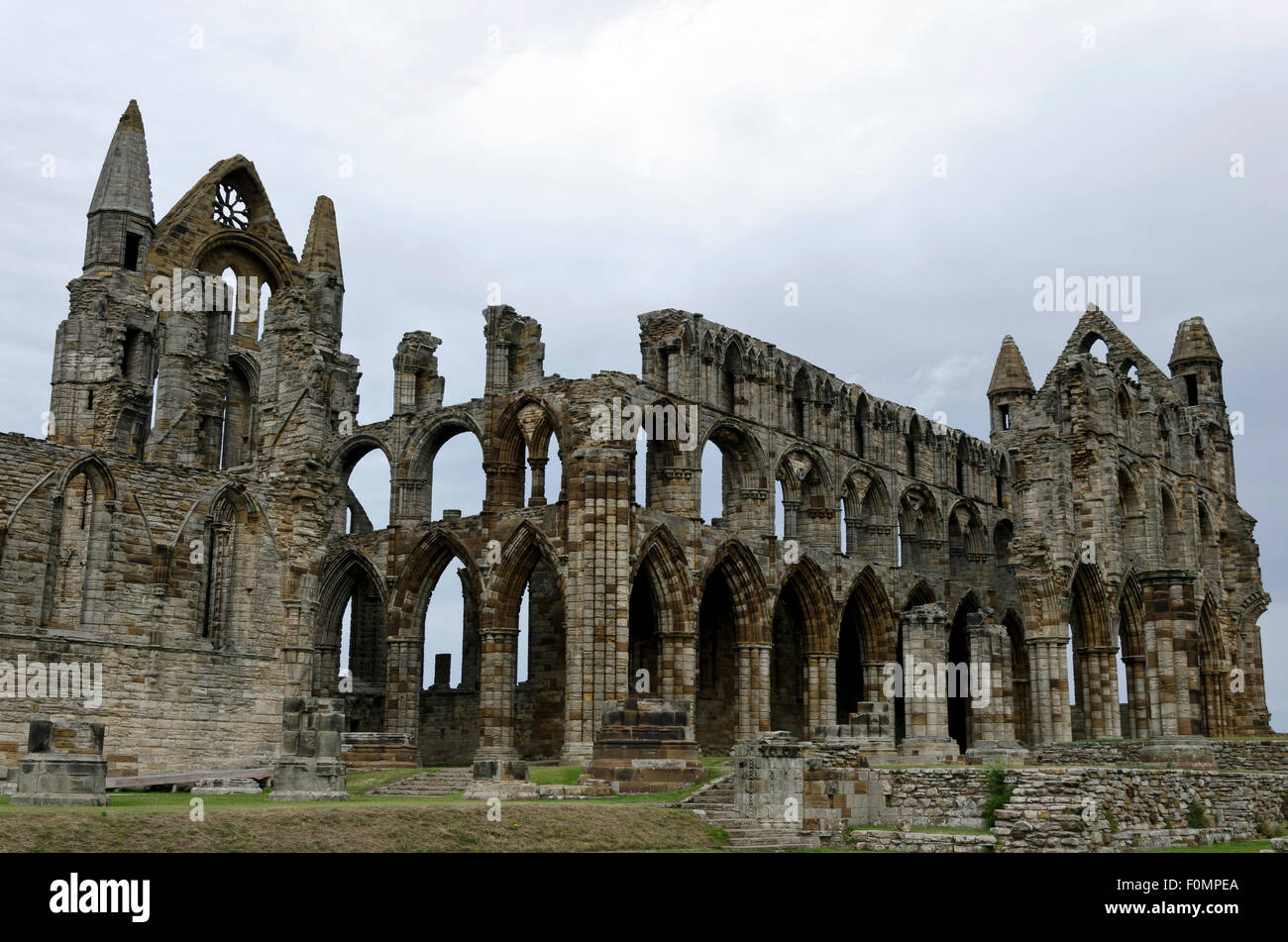 The ruin of Whitby Abbey in North Yorkshire, England, the inspiration ...
