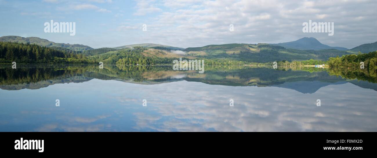 Loch Ard Panorama, a wide view of the reflections of Loch Ard Stock ...