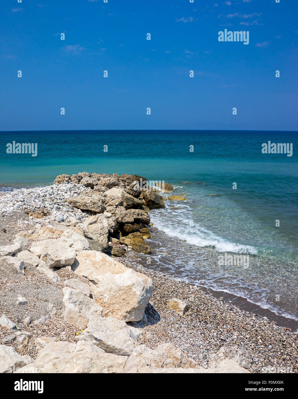 Soroni Beach on the Aegean coast of Rhodes Island Dodecanese Greece ...