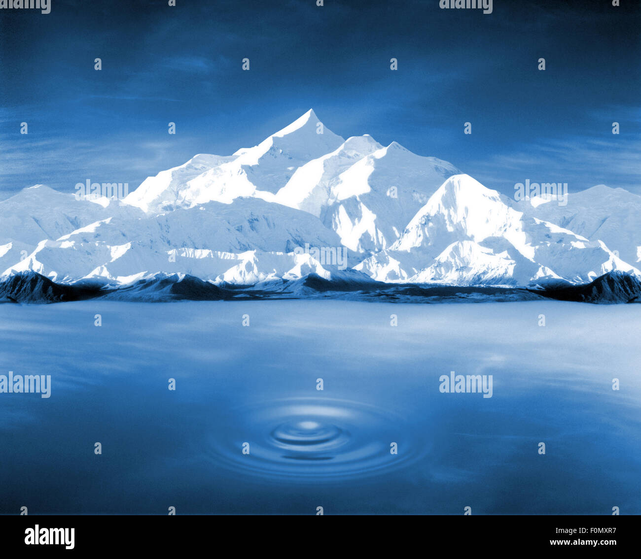 illustration of the mountain and a pure lake Stock Photo - Alamy