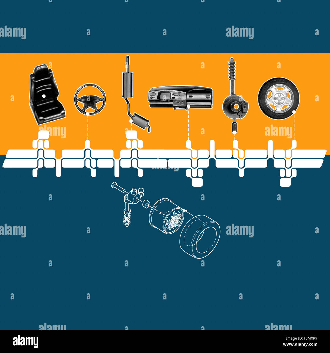 Illustration displaying different car parts Stock Photo - Alamy