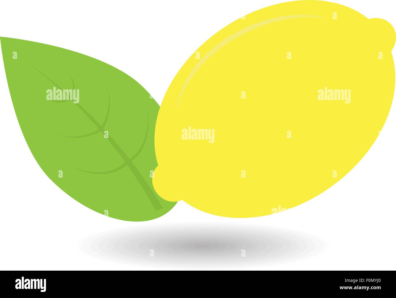 Lemon with green leaf. Vector illustration Stock Vector Image & Art - Alamy