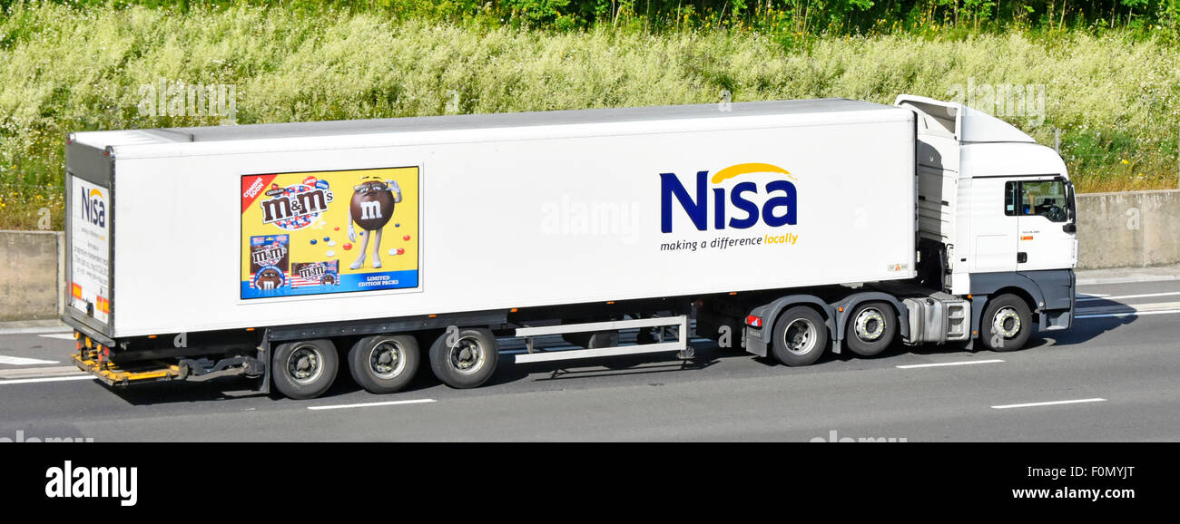 Side view Nisa independent retail grocery hgv food supply chain store ...