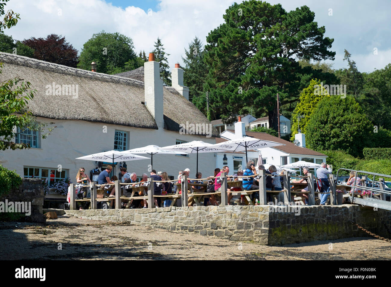 The Pandora Inn on Restronguet creek near Falmouth in Cornwall, UK ...