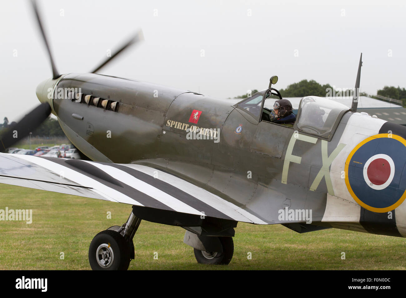 Biggin Hill, UK. 18th August, 2015. Spirit of Kent spitfire prepares ...
