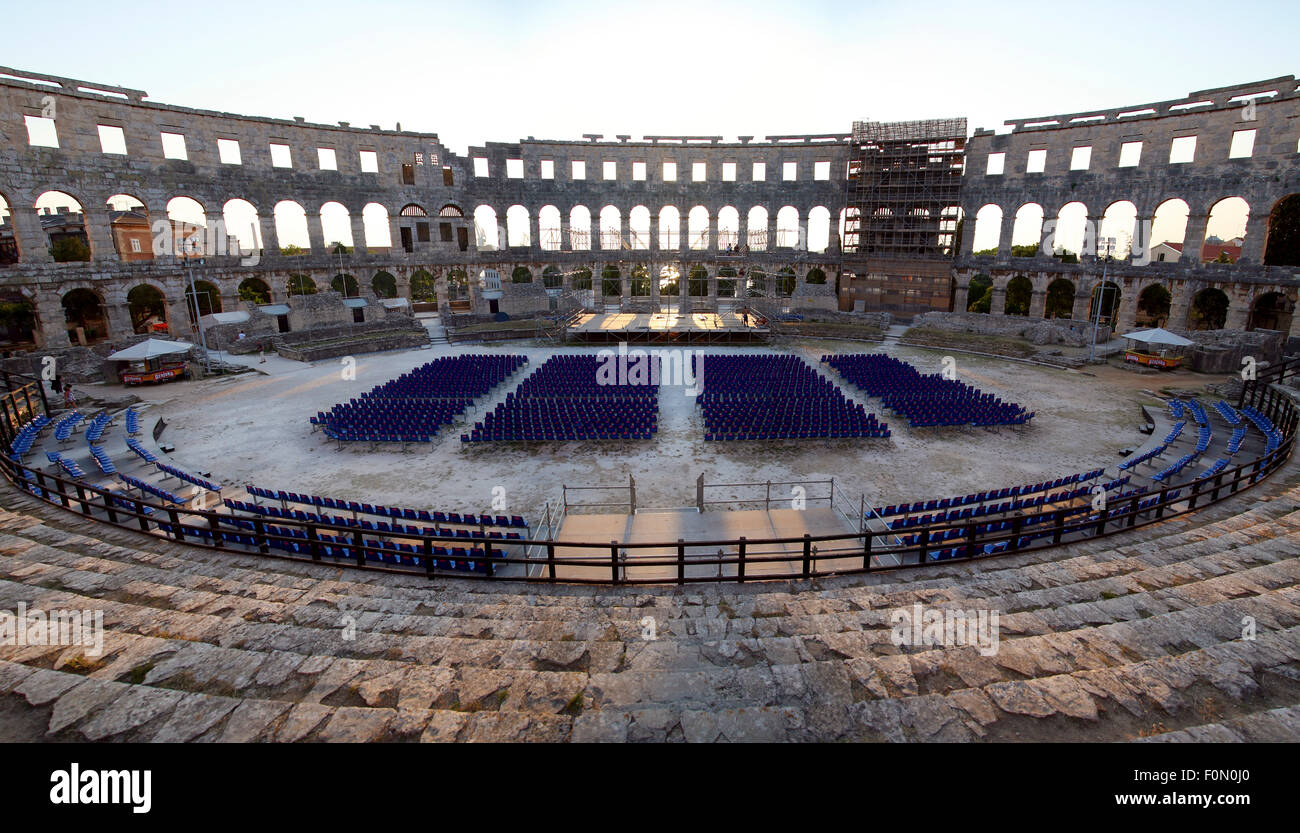 Arena of Pula in Croatia and sunset Stock Photo - Alamy