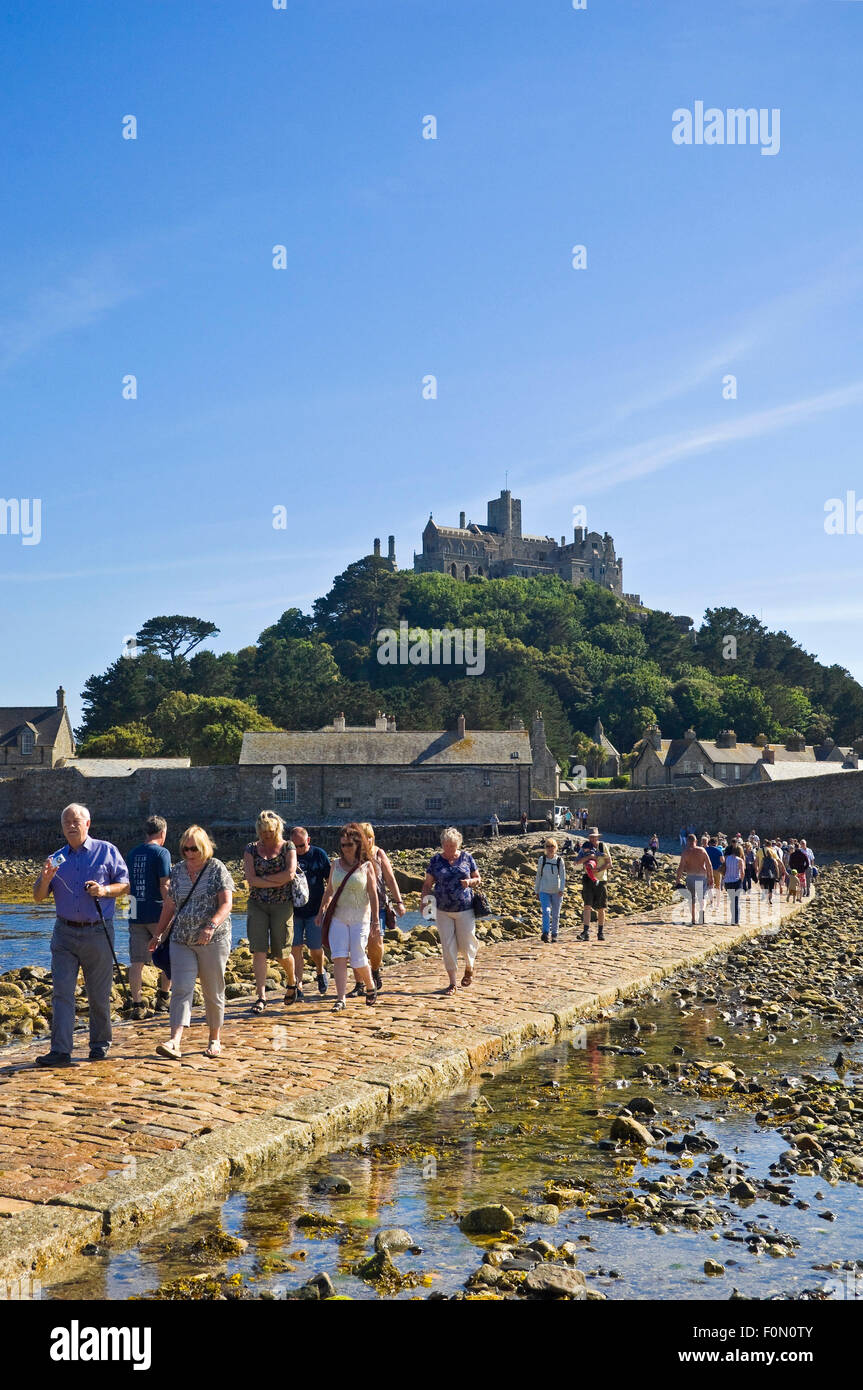 Vertical view of the causeway leading to St Michael's Mount, Cornwall ...