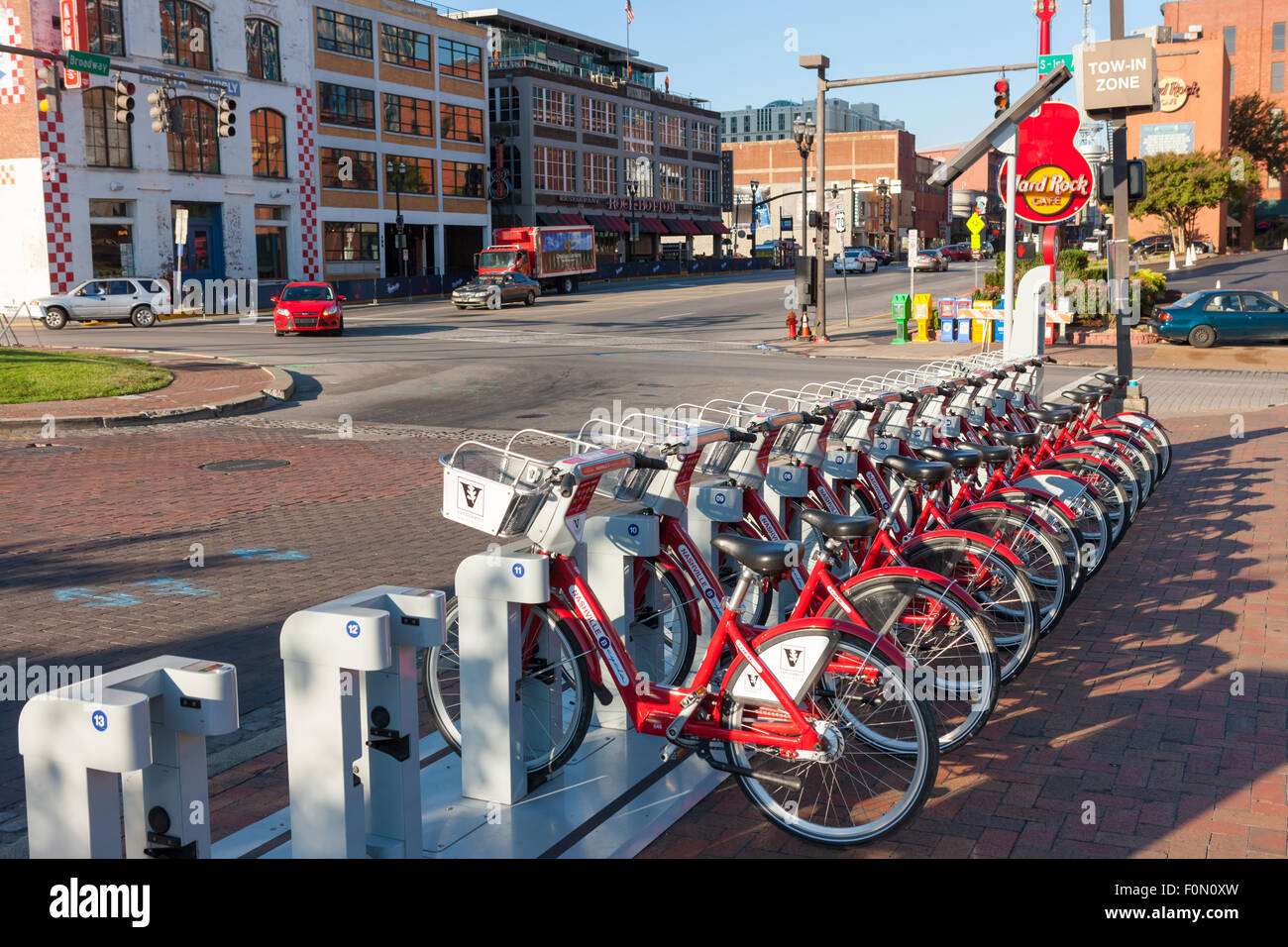 B-cycle bike sharing program bicycles docked at the Riverfront Station ...
