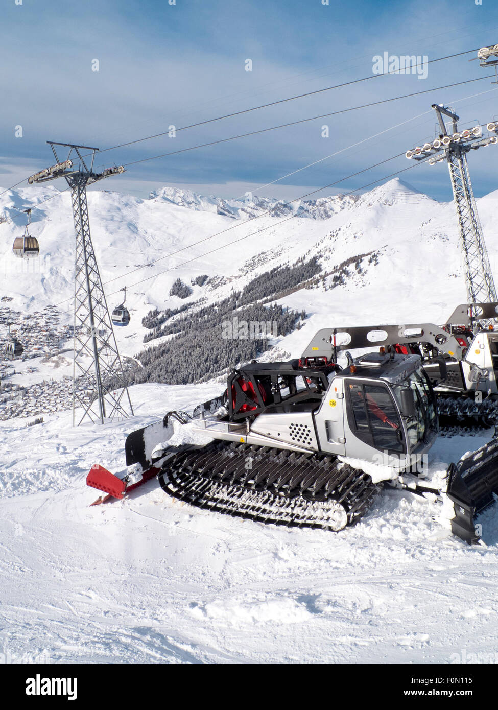 Snow plow trucks ready for the storm with a panoramic view of the ...