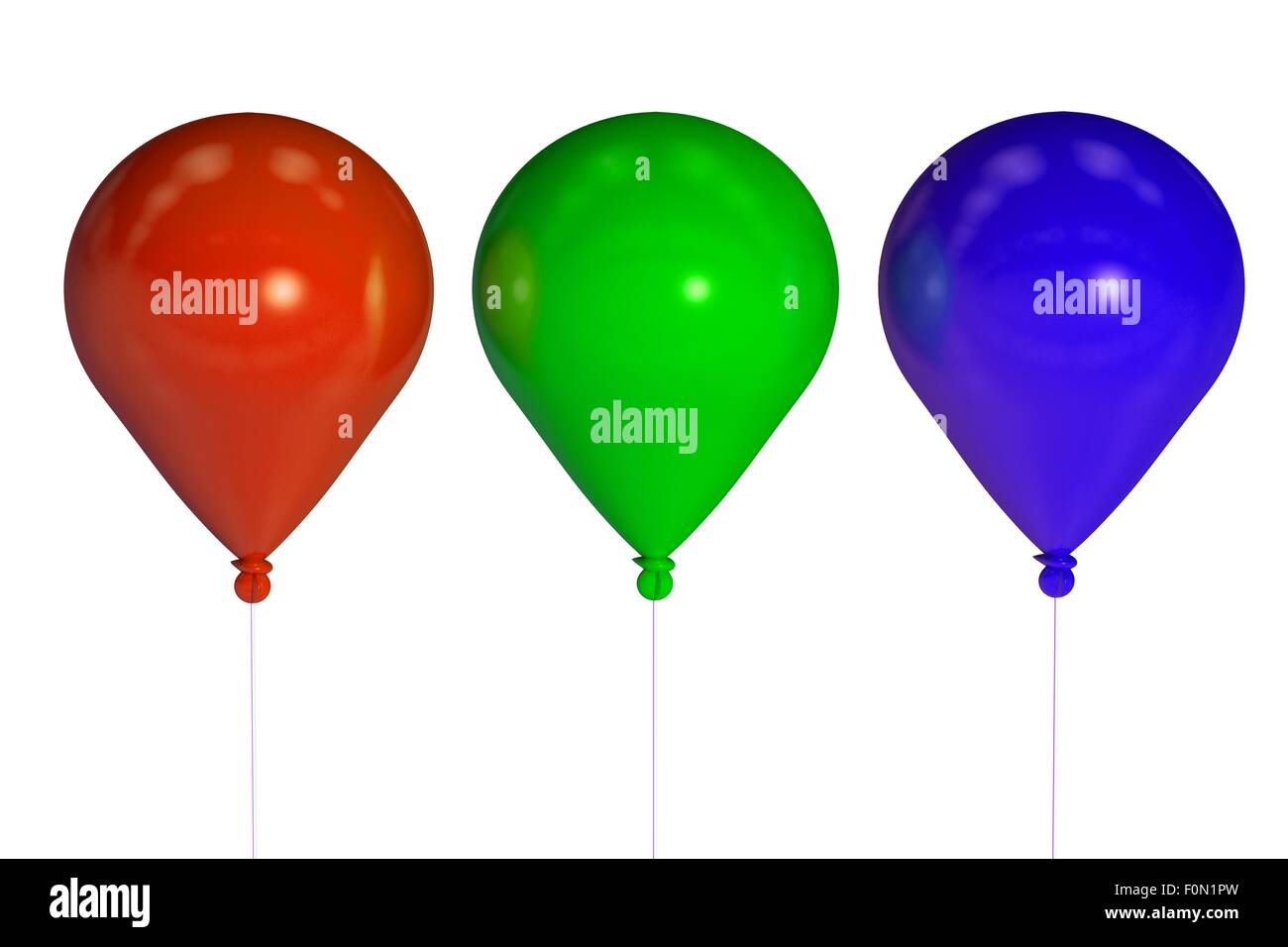 Three Party Balloons in Different Colors. Balloons Isolated on White ...