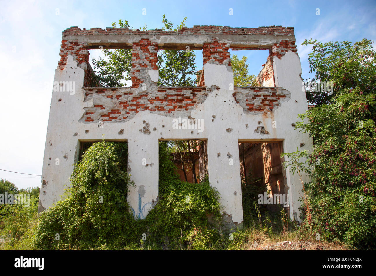 Destroyed house as war aftermath. The Croatian War of Independence was ...