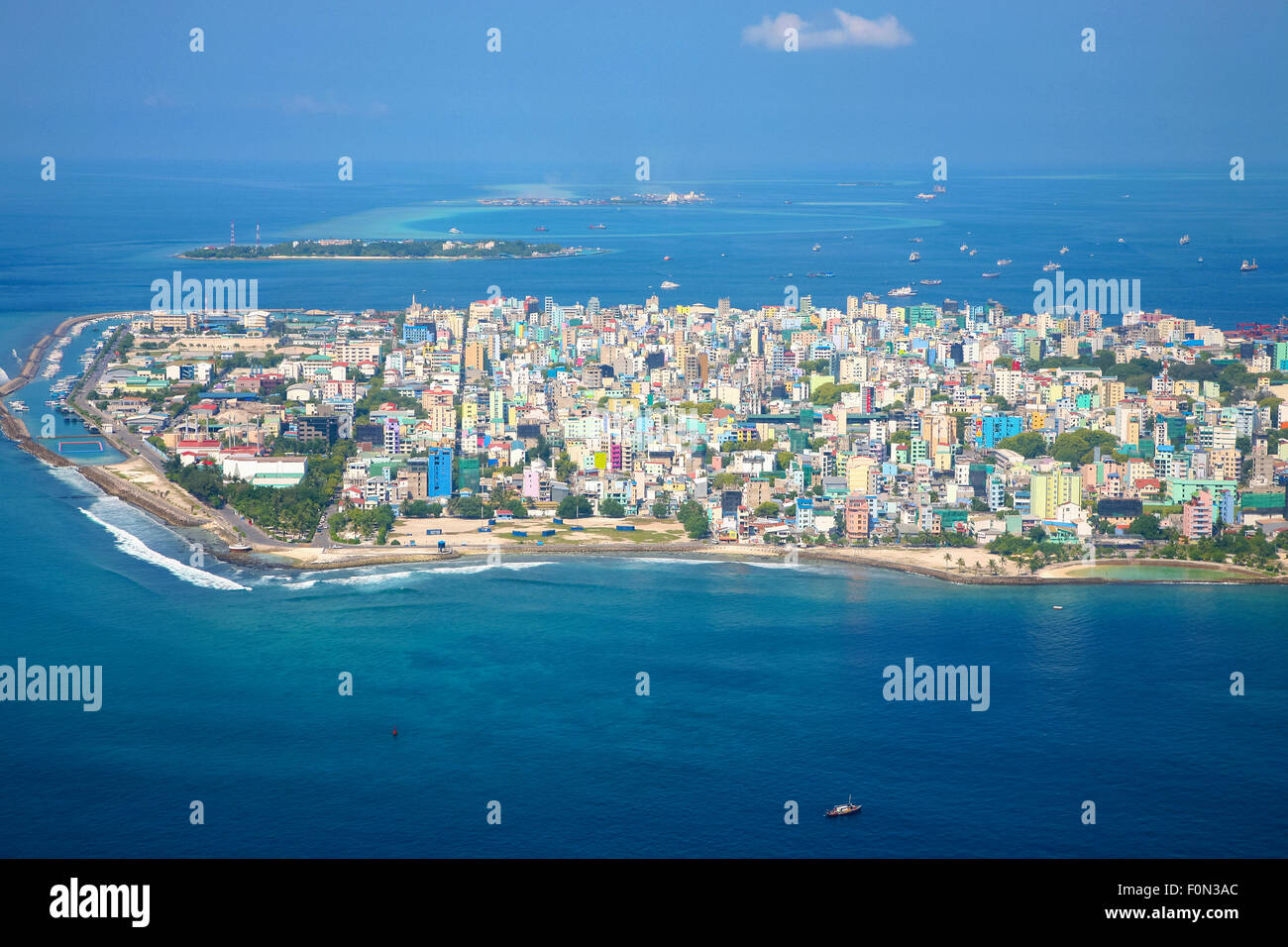 Aerial view of Male - Capital of The Maldives in the Indian Ocean Stock ...