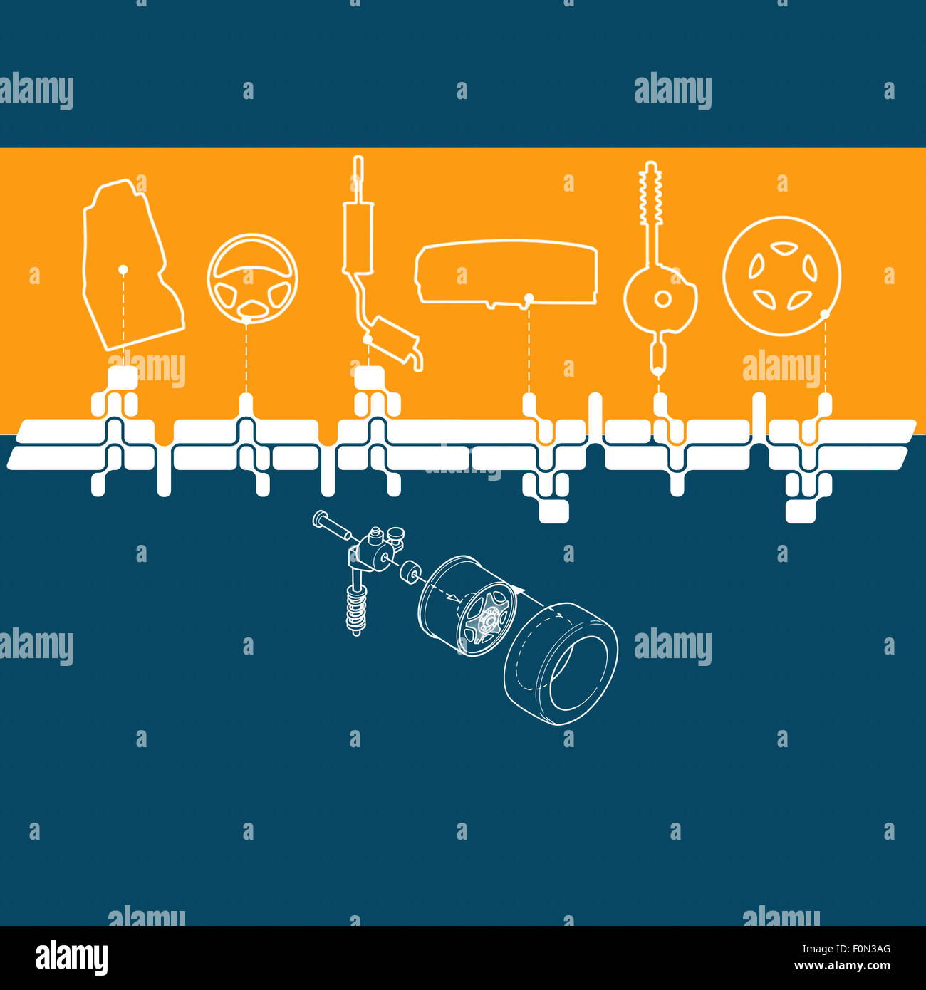Illustration of auto mechanical part on design background. Minimalist ...
