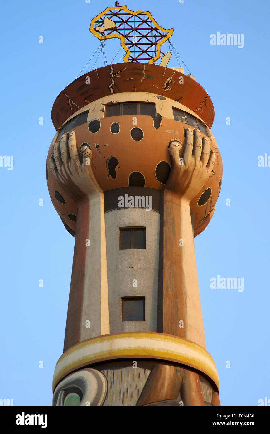 Strange memorial, the Tower of Africa at the entrance of Bamako, the ...
