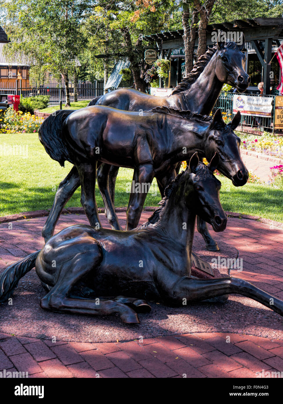 Horse statue by the Railway Station in Durango Colorado USA Stock Photo ...