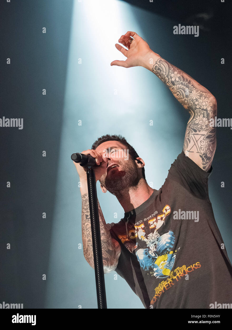 Maroon 5 performing live on stage at Meo Arena in Lisbon Featuring ...
