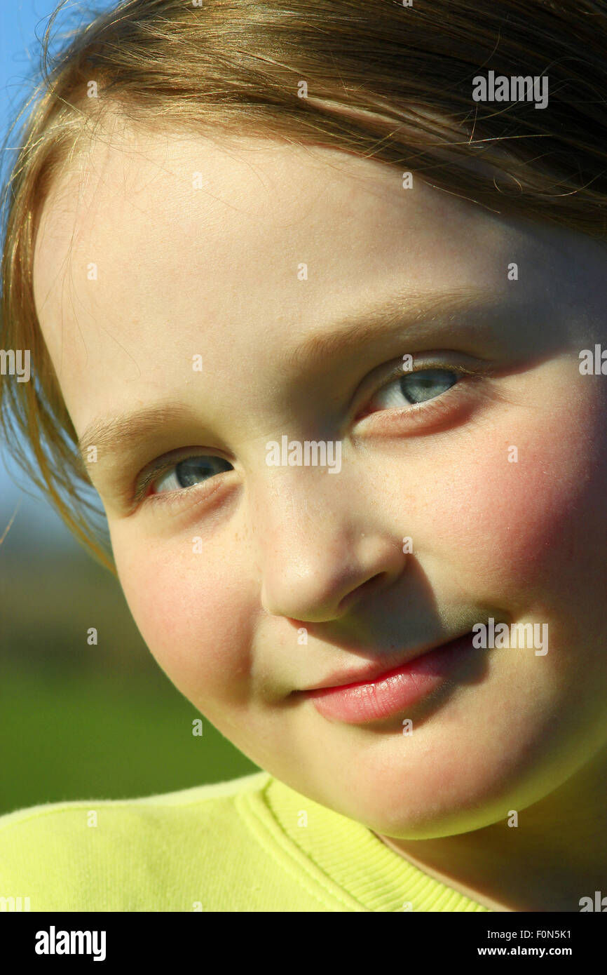 portrait of little beautiful girl with nice face and blue eyes Stock ...