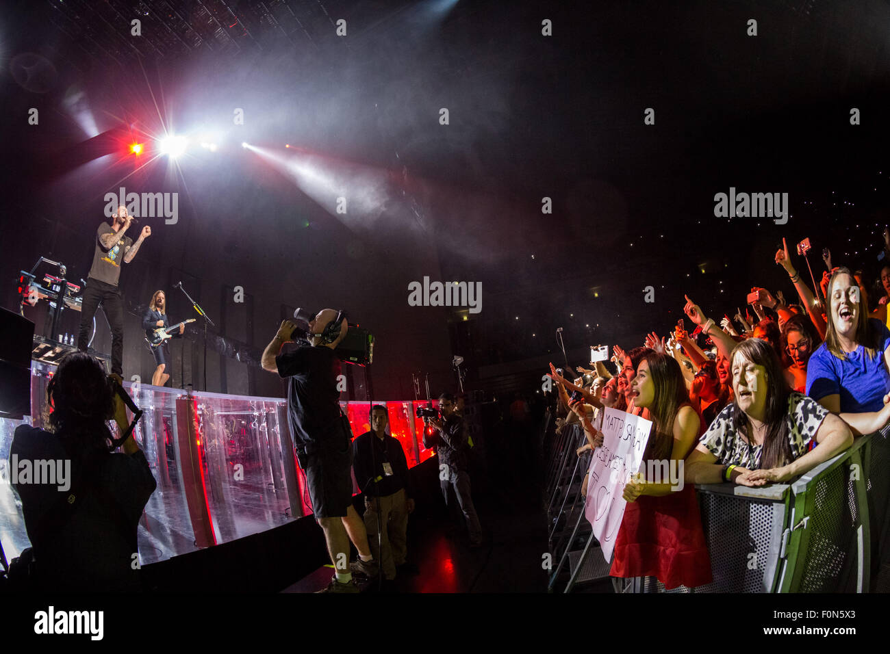 Maroon 5 performing live on stage at Meo Arena in Lisbon Featuring ...
