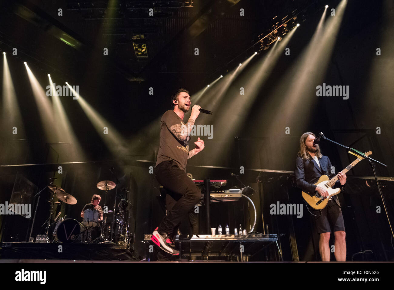 Maroon 5 performing live on stage at Meo Arena in Lisbon Featuring ...