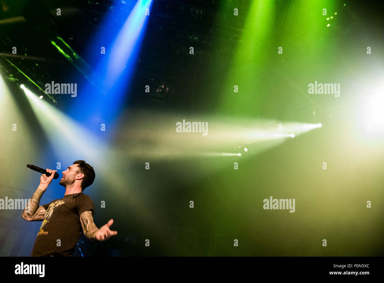 Maroon 5 performing live on stage at Meo Arena in Lisbon Featuring ...