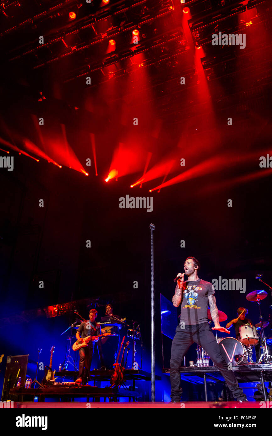 Maroon 5 performing live on stage at Meo Arena in Lisbon Featuring ...