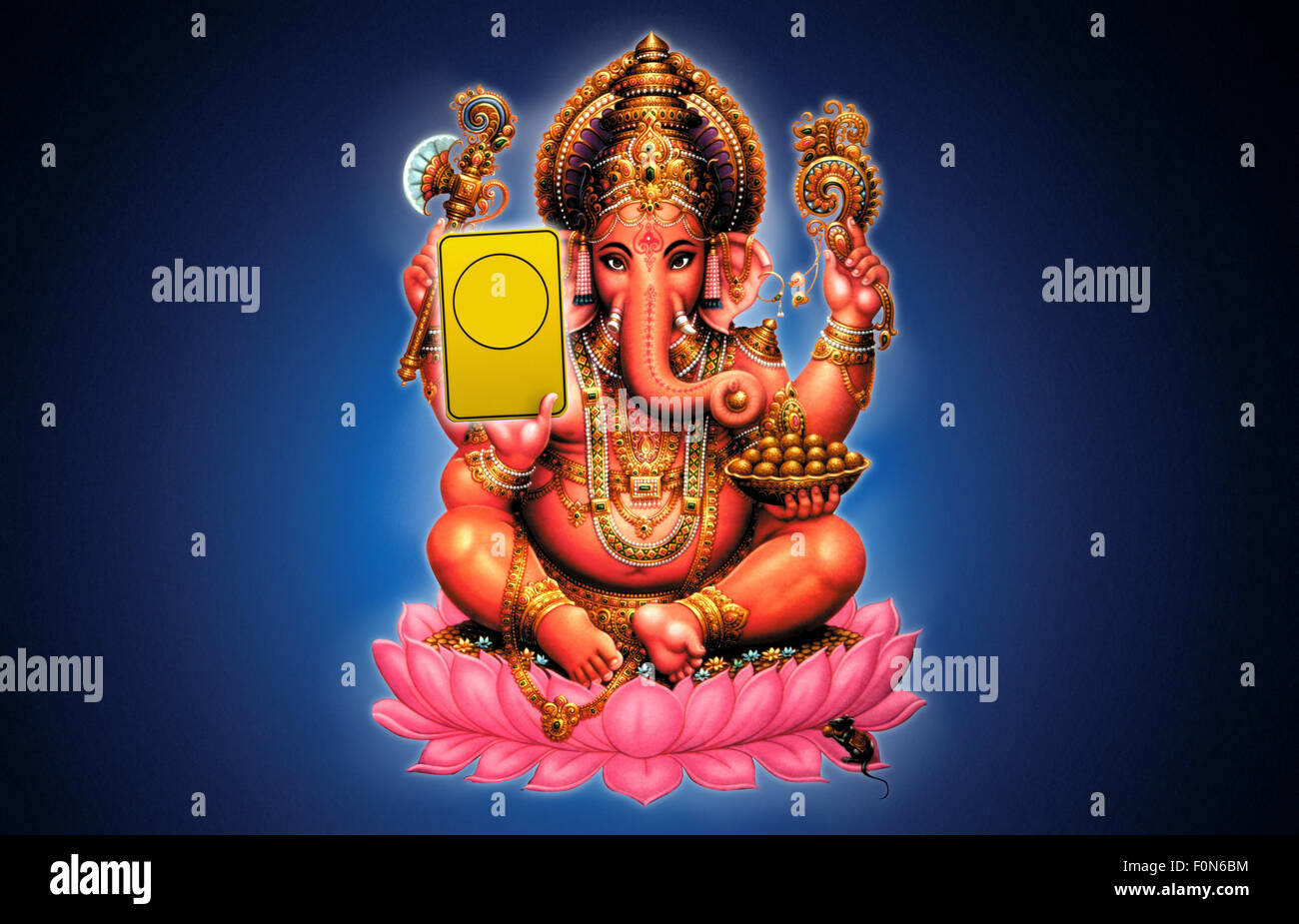 Illustration of Ganesh on blue background - Indian God Stock Photo - Alamy