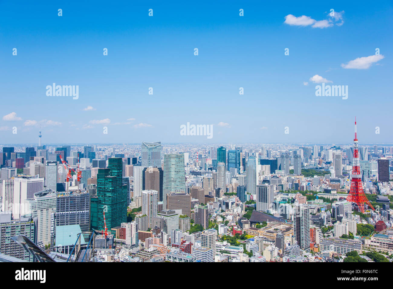 Tokyo Tower and Tokyo Skytree,view from Roppongi Hills observatory ...