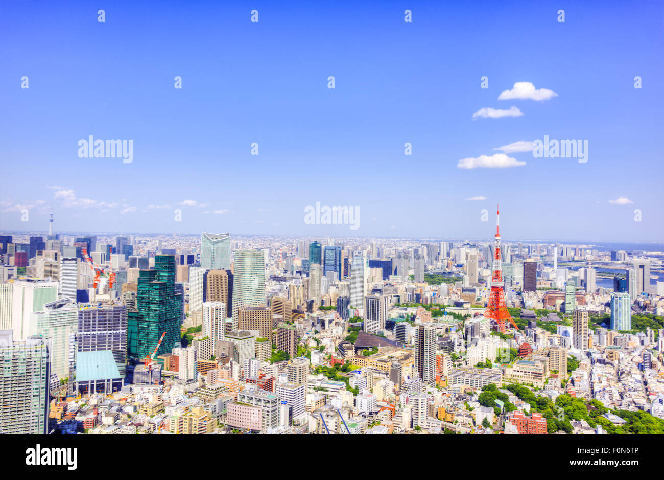 Tokyo Tower and Tokyo Skytree,view from Roppongi Hills observatory ...