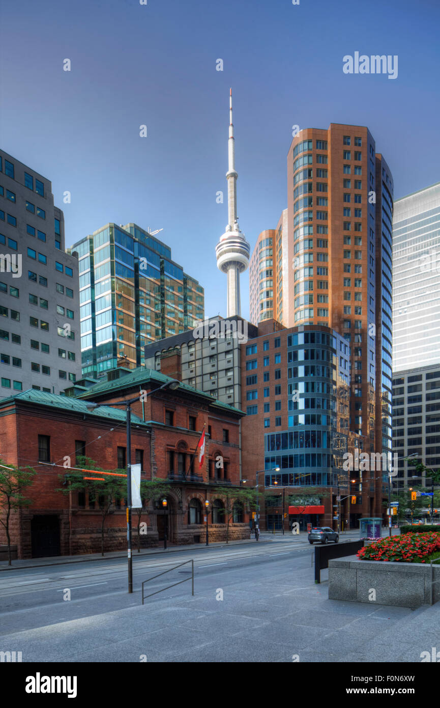 Vertical of Toronto skyscrapers with CN tower in the background Stock ...