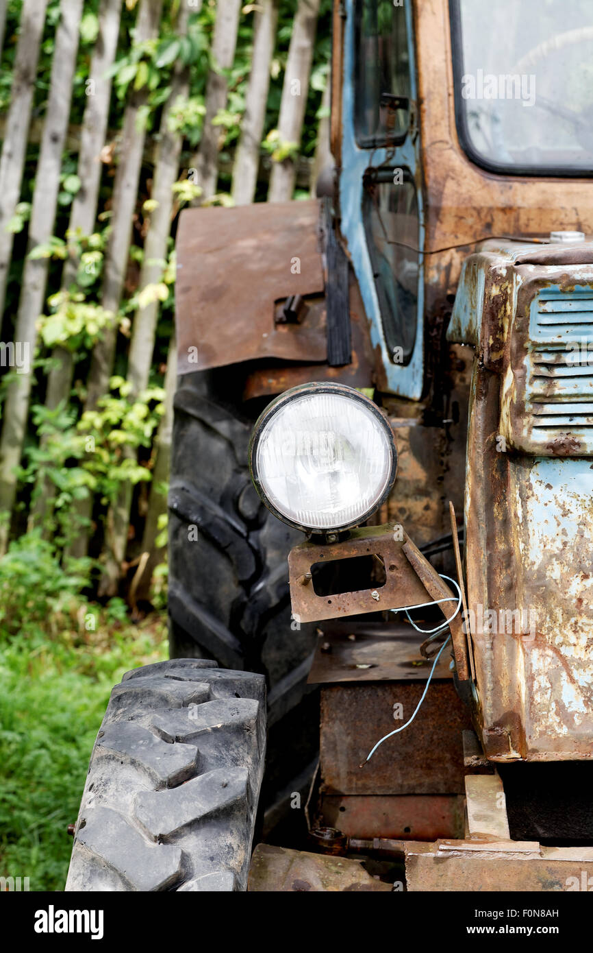 Headlight close-up of an old tractor Stock Photo - Alamy