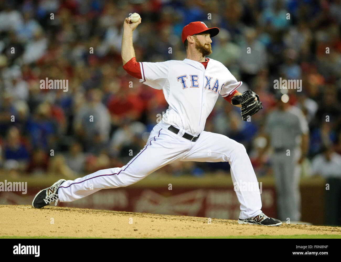Arlington, Texas, USA. 18th Aug, 2015. Texas Rangers relief pitcher ...