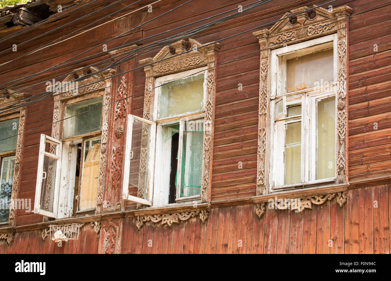 Window of an old russian house decorated with carving Stock Photo - Alamy