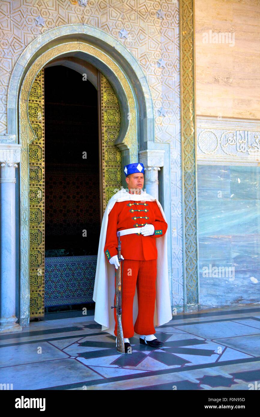 Royal Guard On Duty At Mausoleum of Mohammed V, Rabat, Morocco, North ...