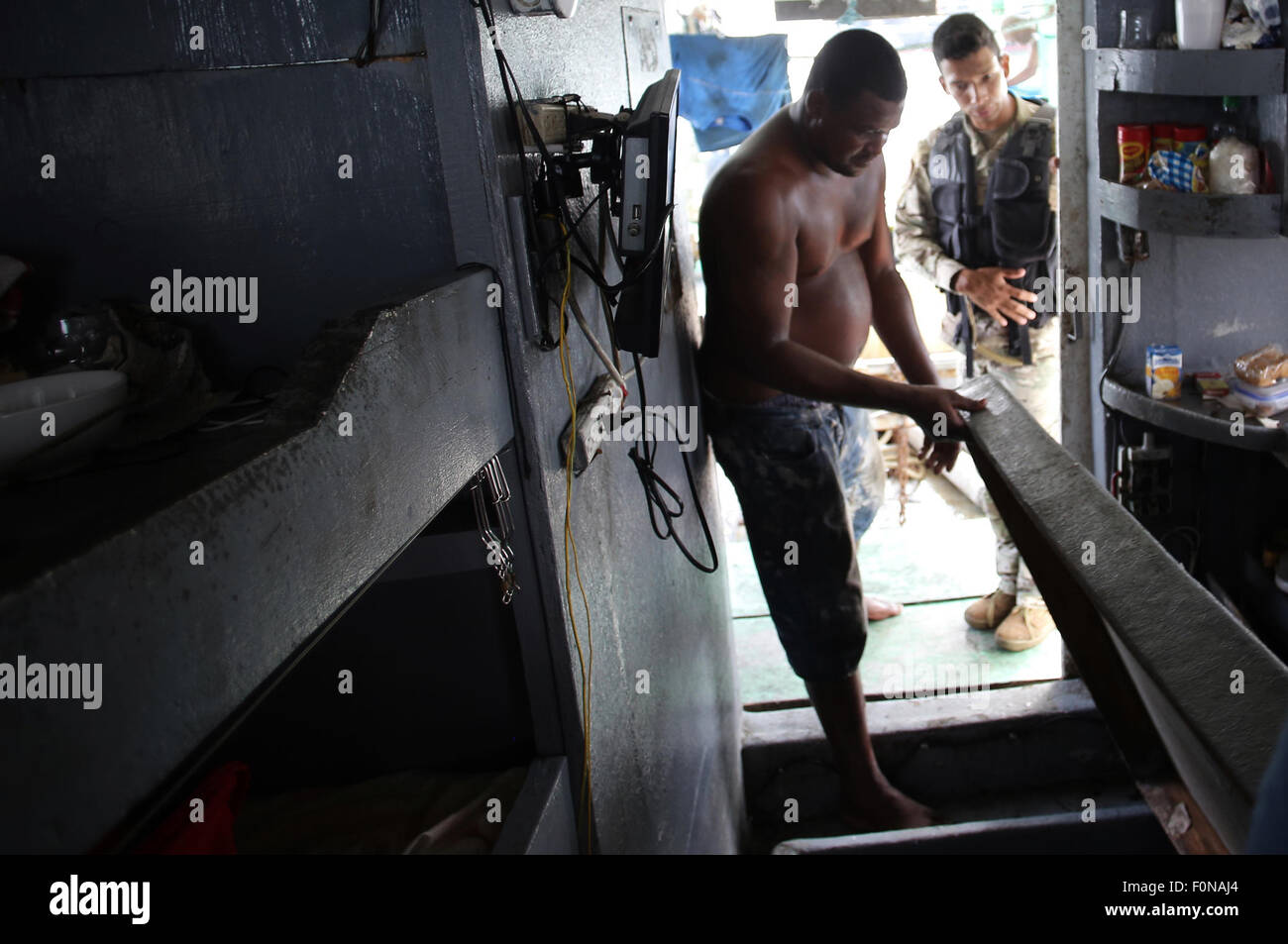 Panama City, Panama. 18th Aug, 2015. A member of the National Aeronaval ...