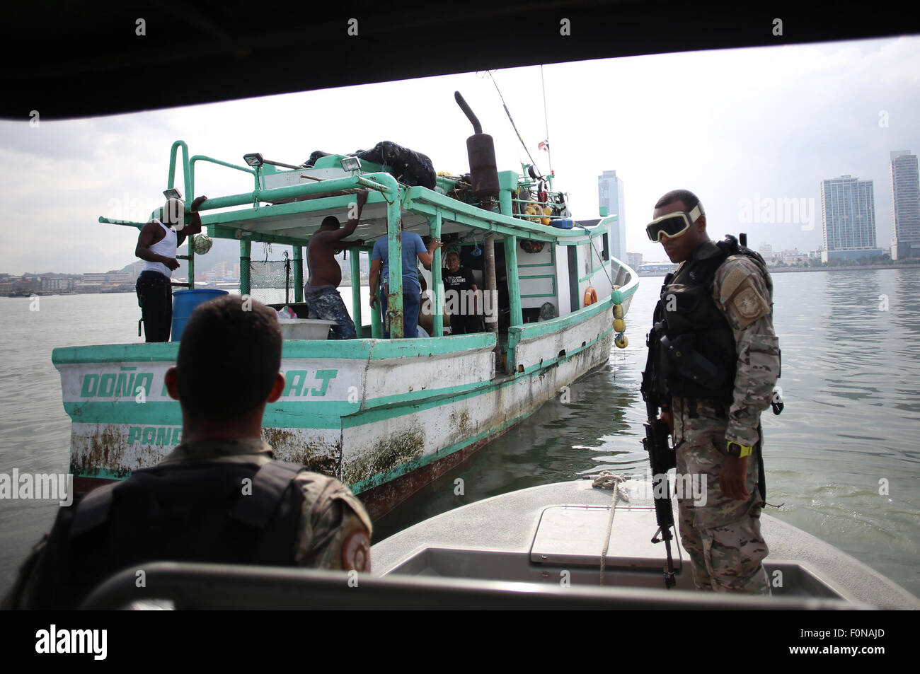 Panama City, Panama. 18th Aug, 2015. Members of the National Aeronaval ...