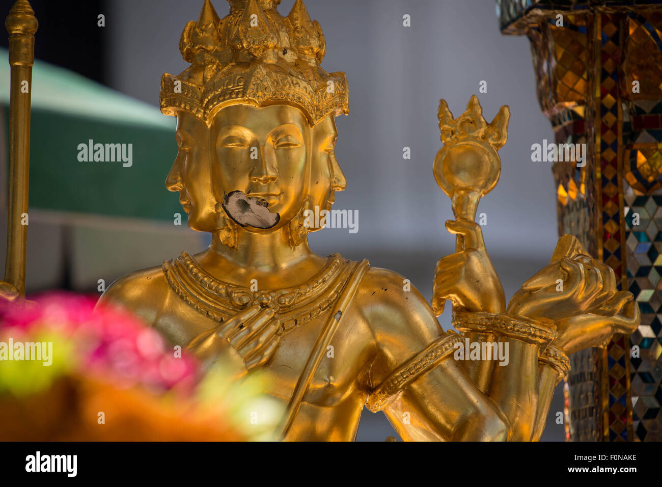Bangkok, Thailand. 19th Aug, 2015. A view of the damaged Erawan Statue ...
