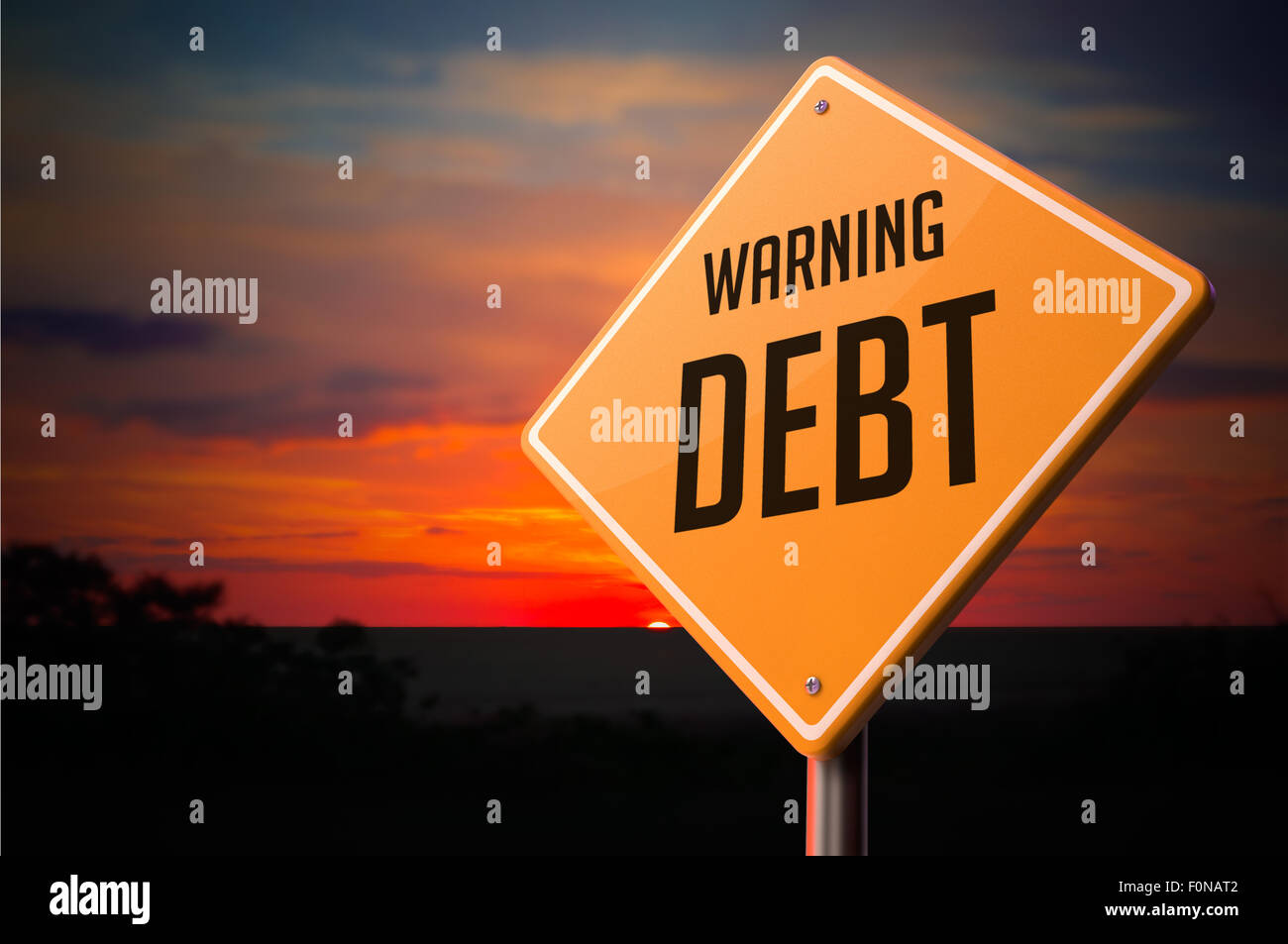Debt on Warning Road Sign Stock Photo - Alamy