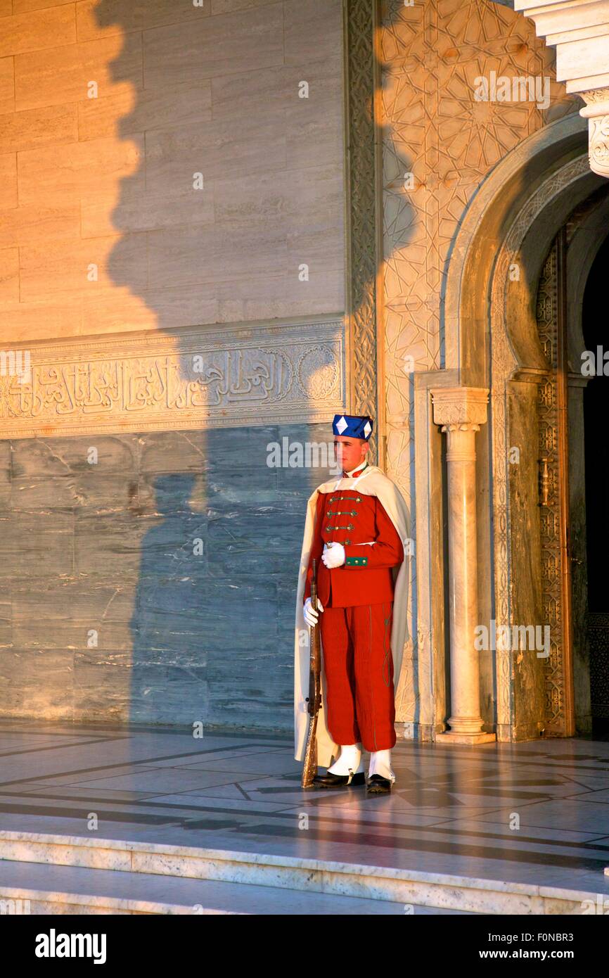 Royal Guard On Duty At Mausoleum of Mohammed V, Rabat, Morocco, North ...