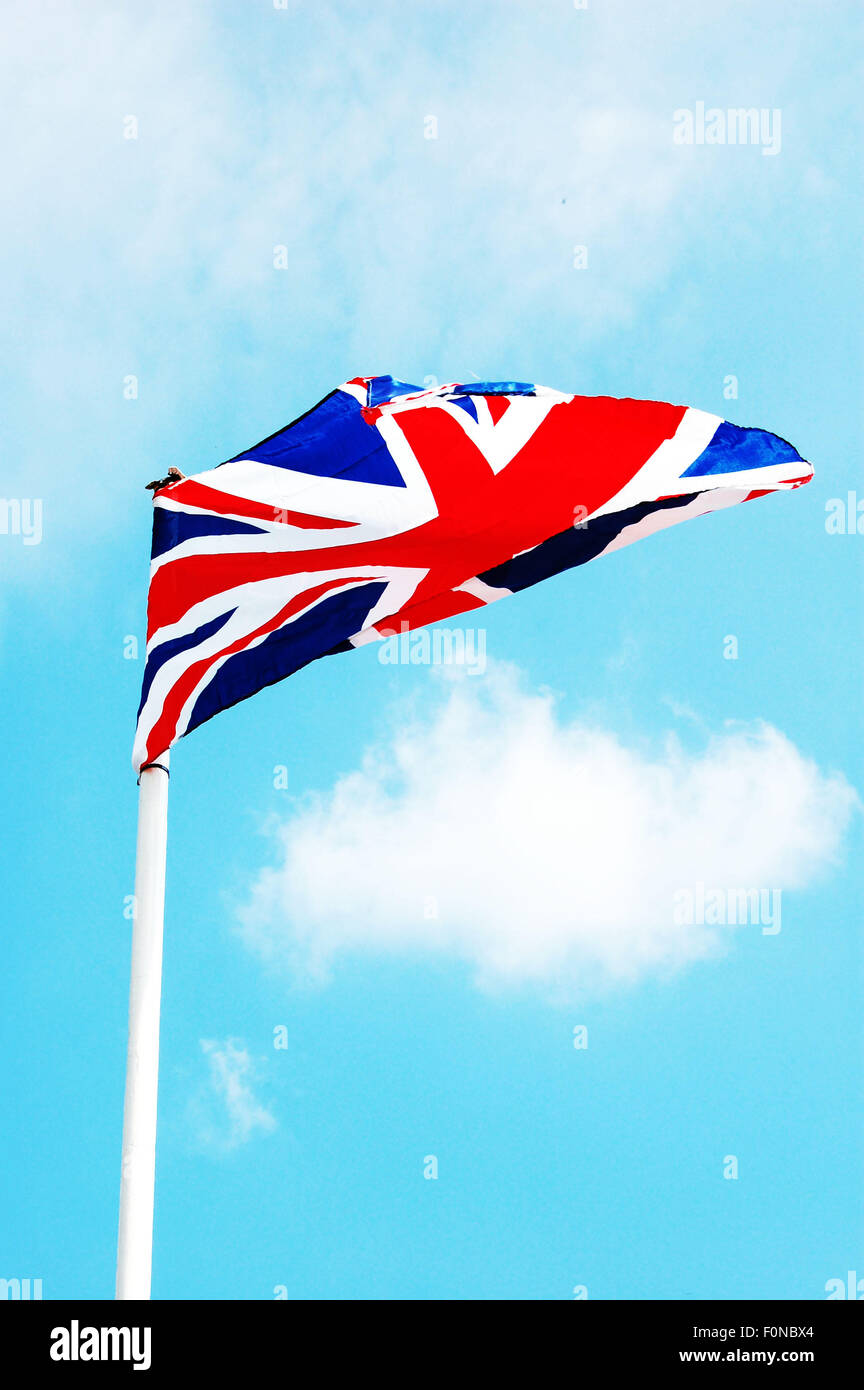 Union jack flag flapping in the wind hi-res stock photography and ...