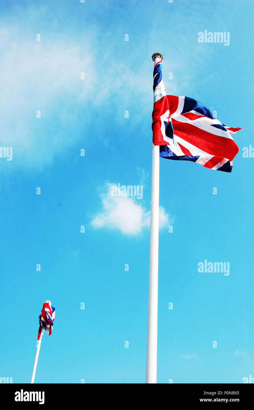 Union jack flag flapping in the wind hi-res stock photography and ...