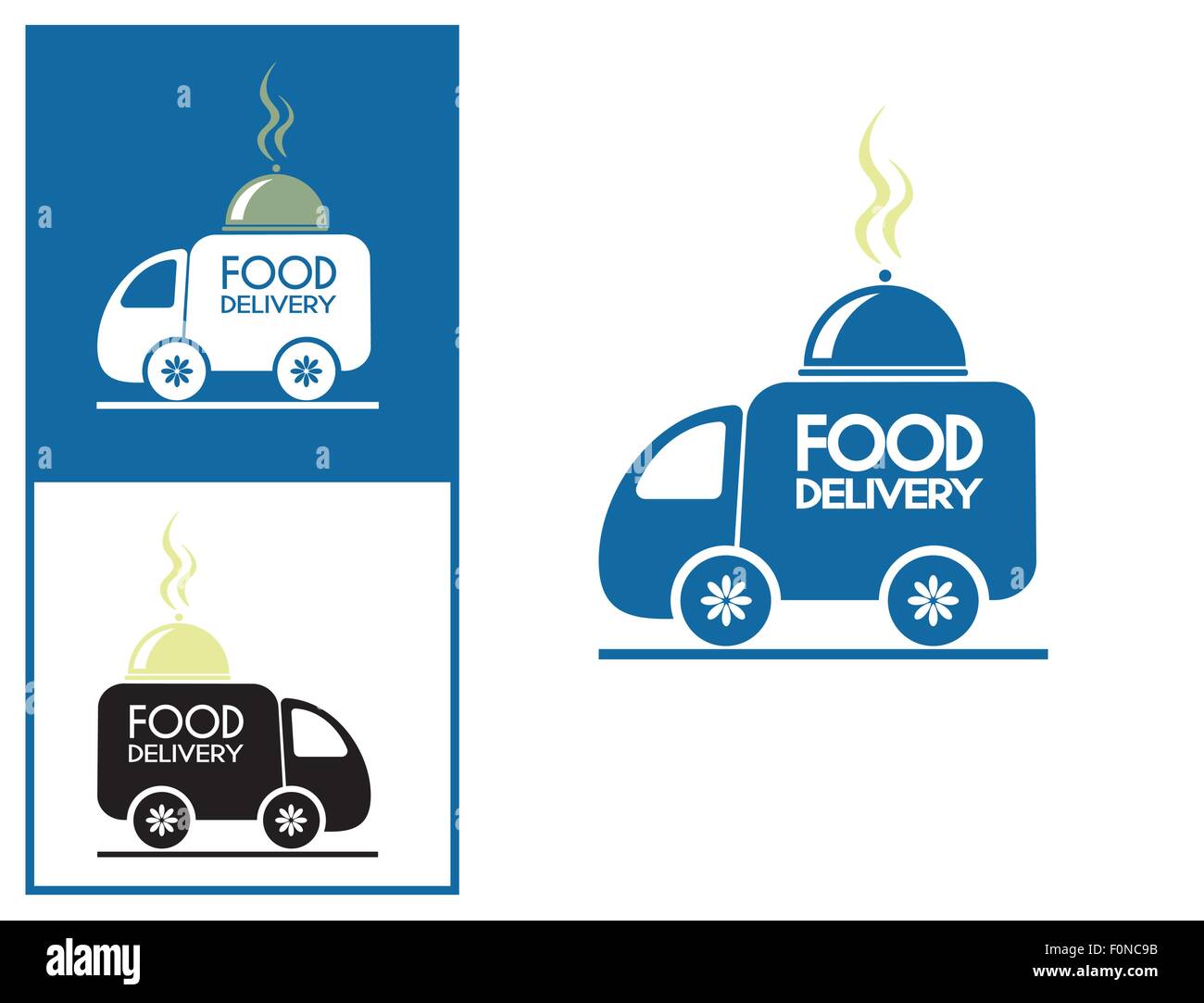 Logo design element. Food delivery van with platter Stock Vector Image ...