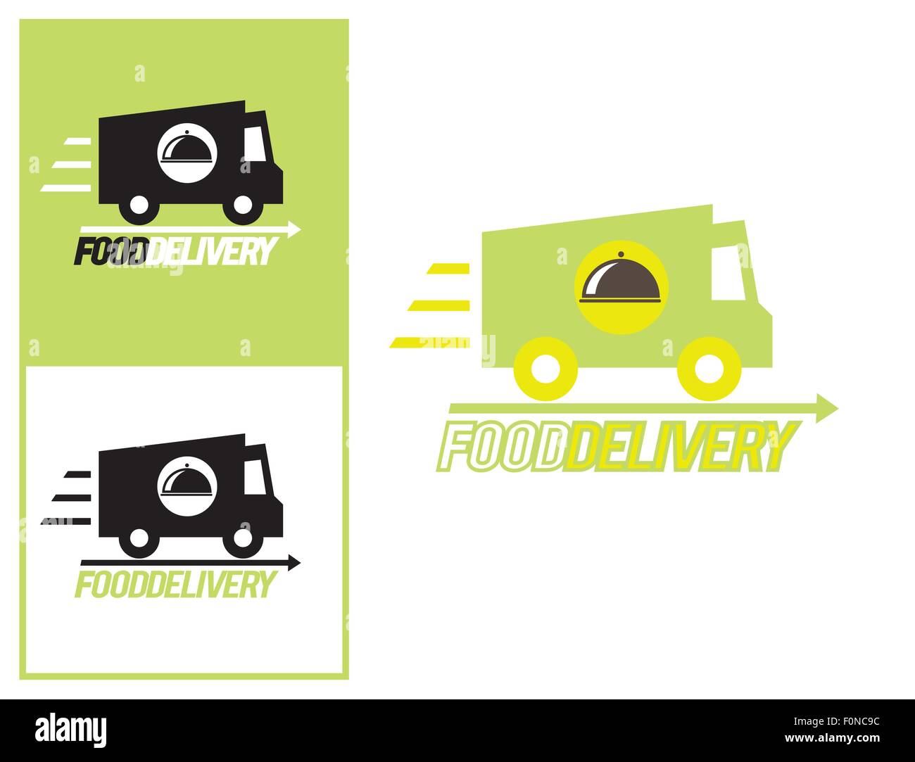 Logo design element. Food delivery van with platter Stock Vector Image ...
