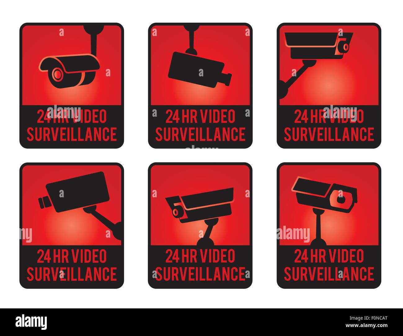 Warning set stickers for security video surveillance Stock Vector Image ...