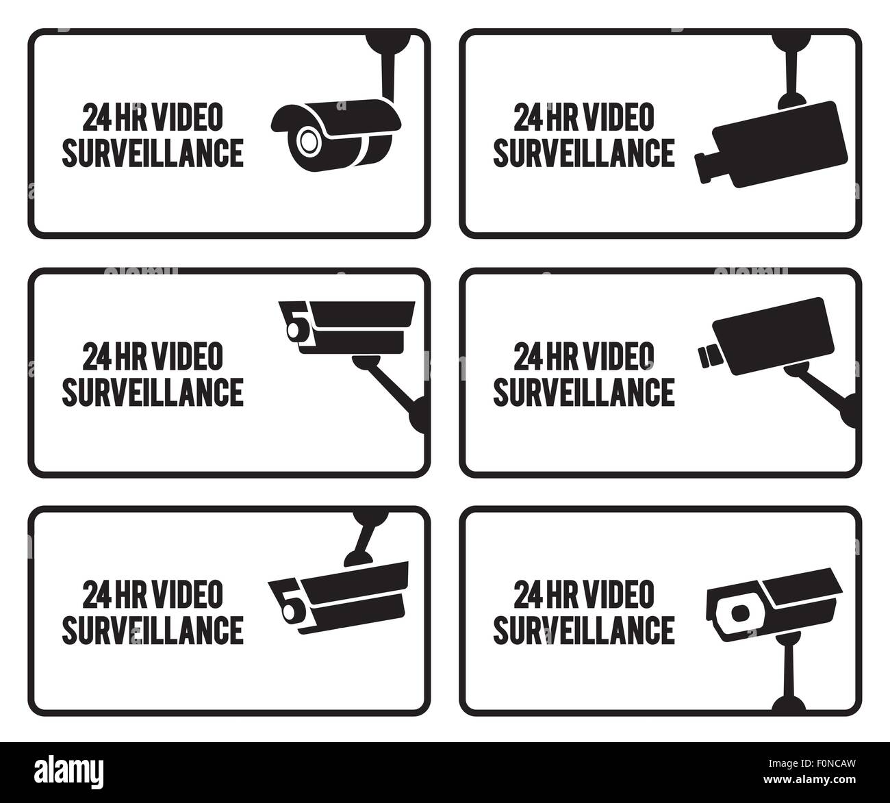 Warning set stickers for security video surveillance Stock Vector Image ...