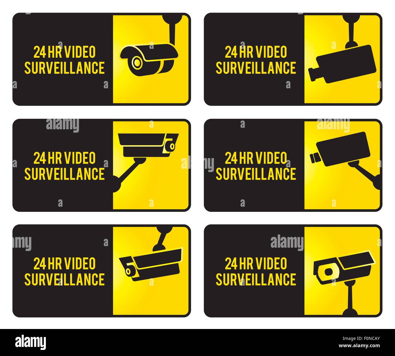 Warning set stickers for security video surveillance Stock Vector Image ...